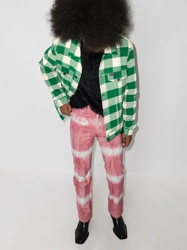 Palm Angels Logo Print Checked Overshirt