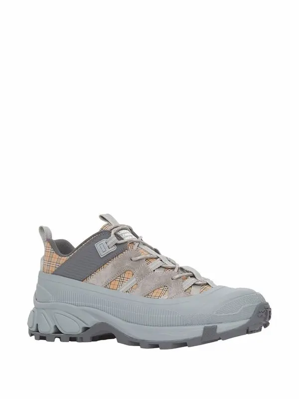 Burberry Arthur Check Lace Up Sneakers - White