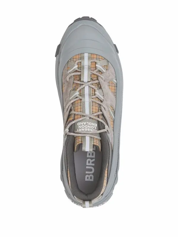 Burberry Arthur Check Lace Up Sneakers - White