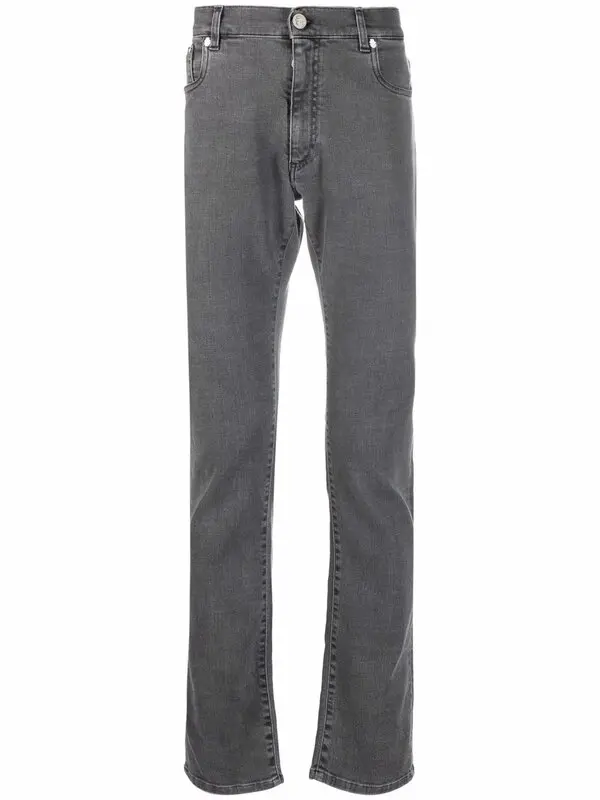 BILLIONAIRE Embroidered Logo Straight-leg Jeans - Grey