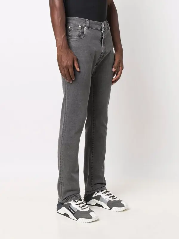 BILLIONAIRE Embroidered Logo Straight-leg Jeans - Grey