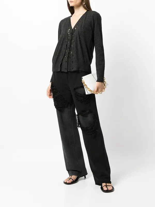 Goen.j Lace Panel Layered Cardigan
