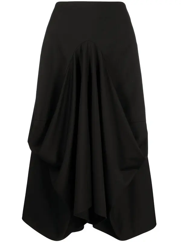 Goen.j Structured Draping Midi Skirt