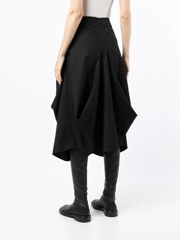 Goen.j Structured Draping Midi Skirt