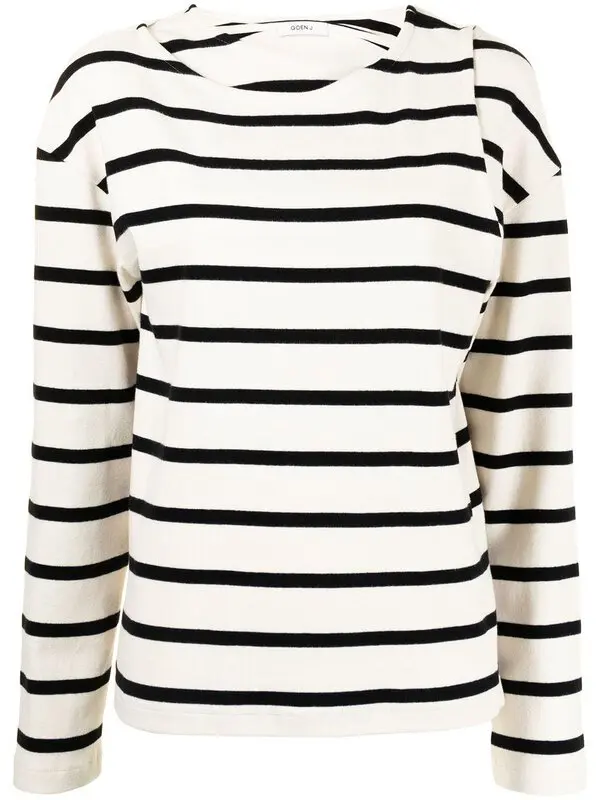 Goen.j Double-layered Stripe Jersey Top - White