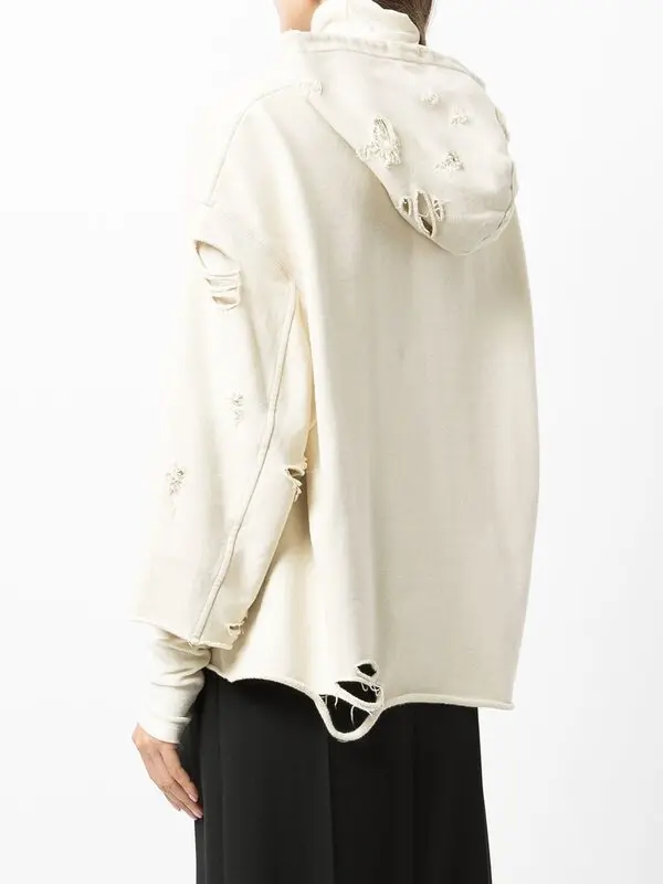 Goen.j Destroyed Layered Hoodie - Neutrals