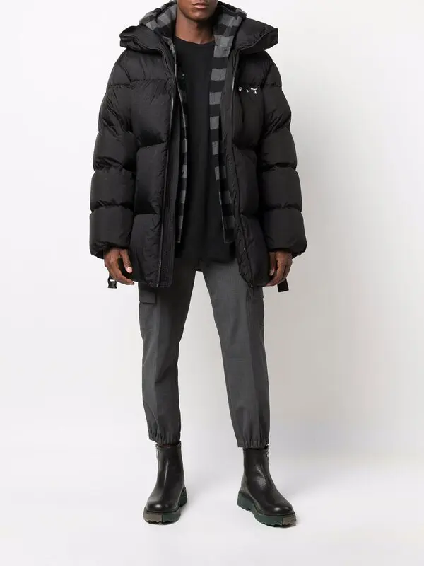 Off-White Hands Off Belted Puffer Jacket - Black