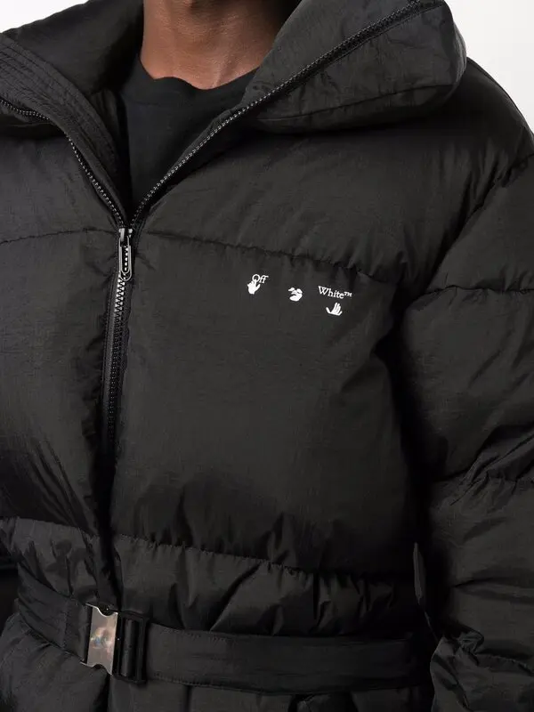 Off-White Hands Off Belted Puffer Jacket - Black