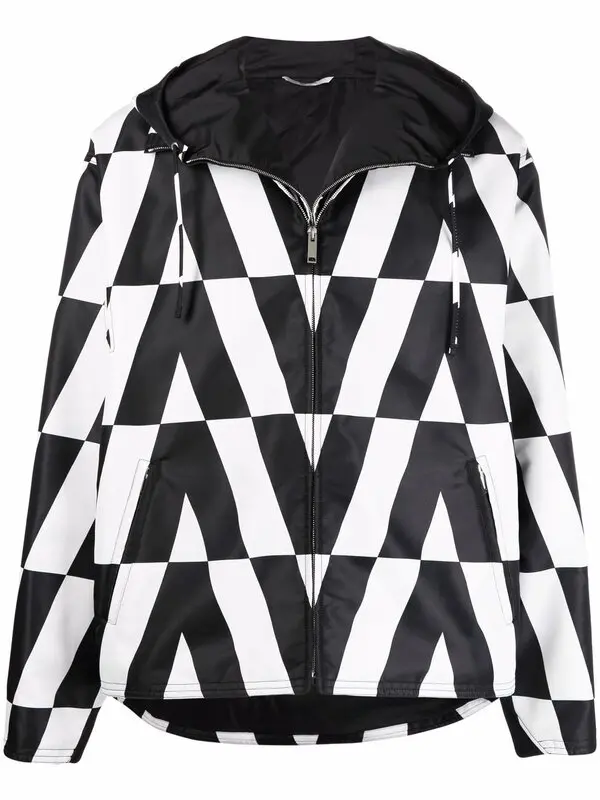 Valentino Garavani Logo-print Hooded Jacket - Black