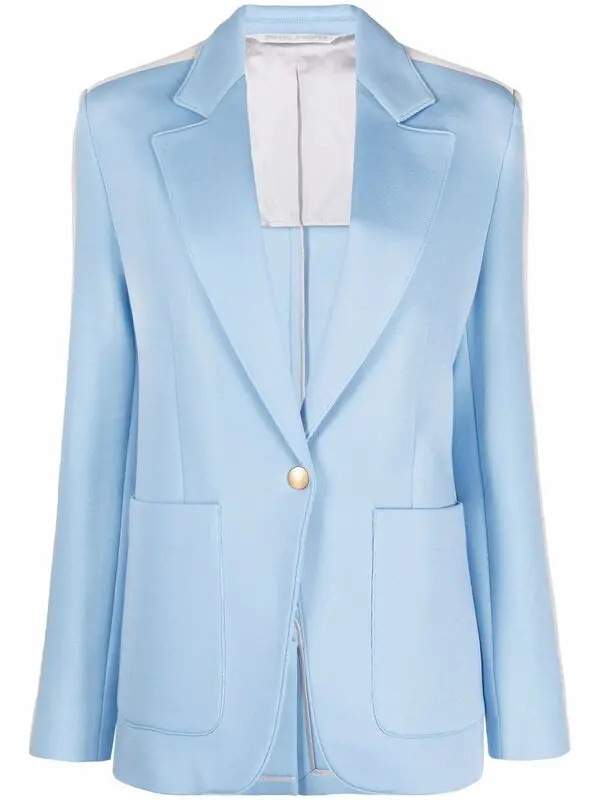 Palm Angels Side-stripe Buttoned Blazer - Blue