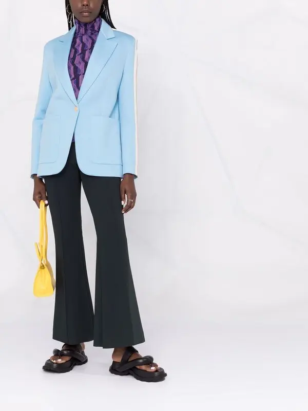 Palm Angels Side-stripe Buttoned Blazer - Blue