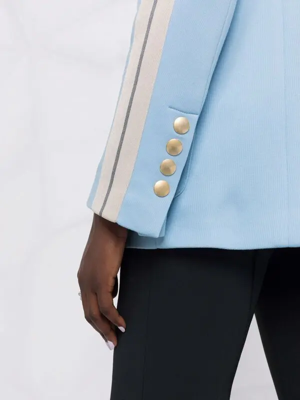Palm Angels Side-stripe Buttoned Blazer - Blue