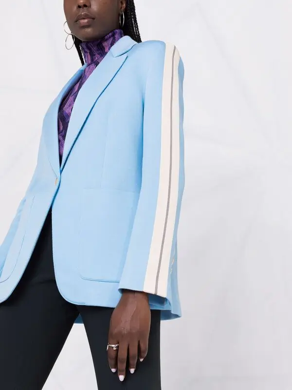 Palm Angels Side-stripe Buttoned Blazer - Blue