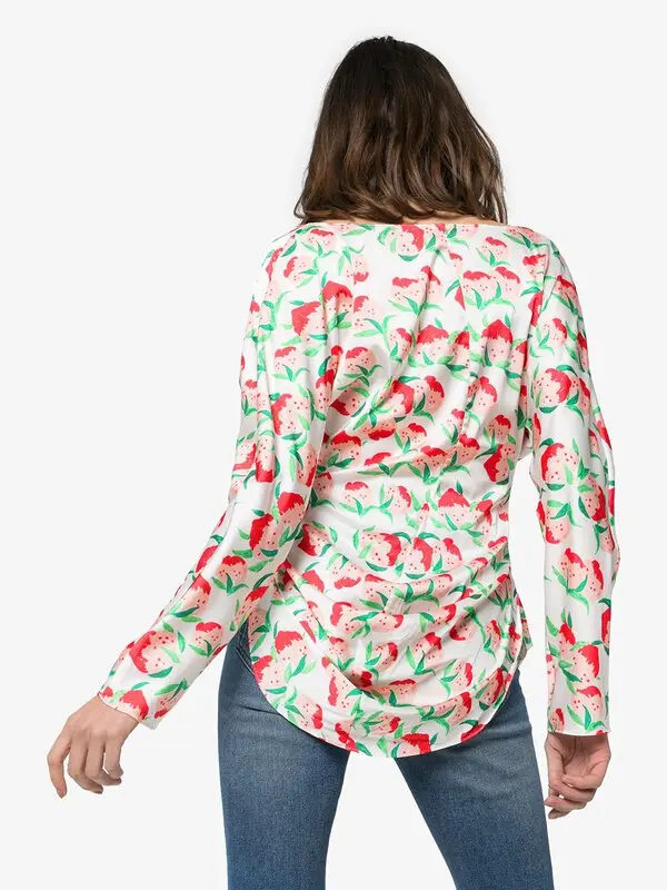 YUHAN WANG Peach Print Ruched Blouse