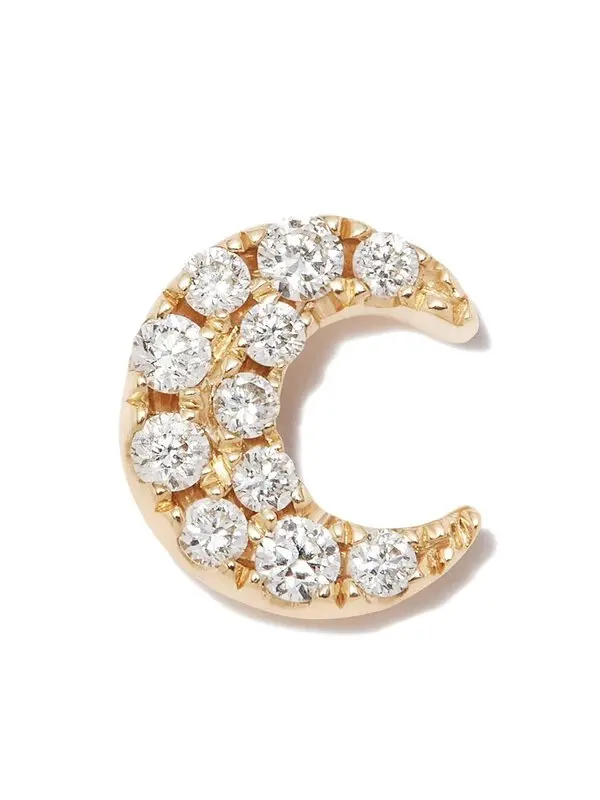 MARIA TASH 18kt Yellow Moon Diamond Stud Earring