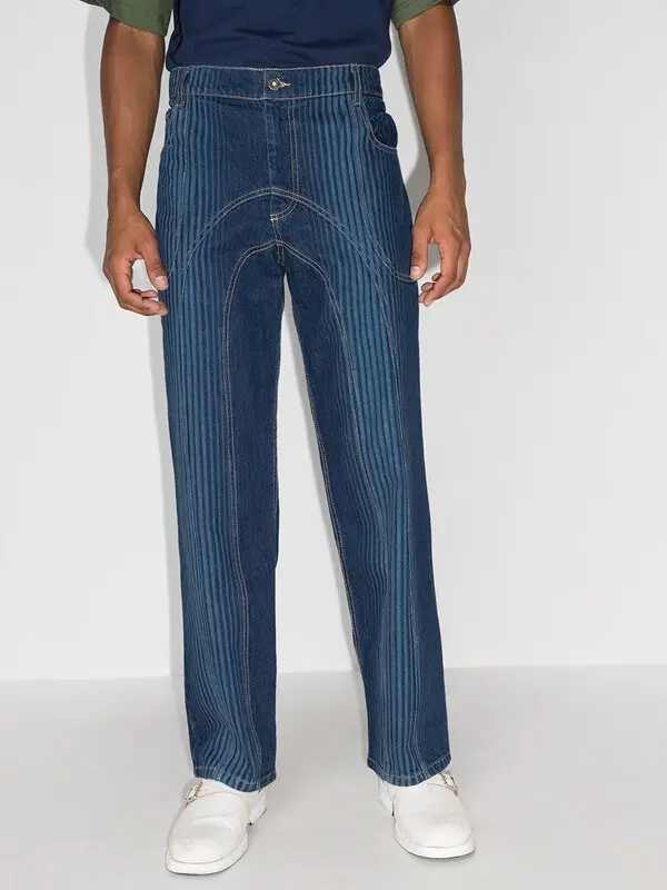 Ahluwalia Striped High-waisted Jeans
