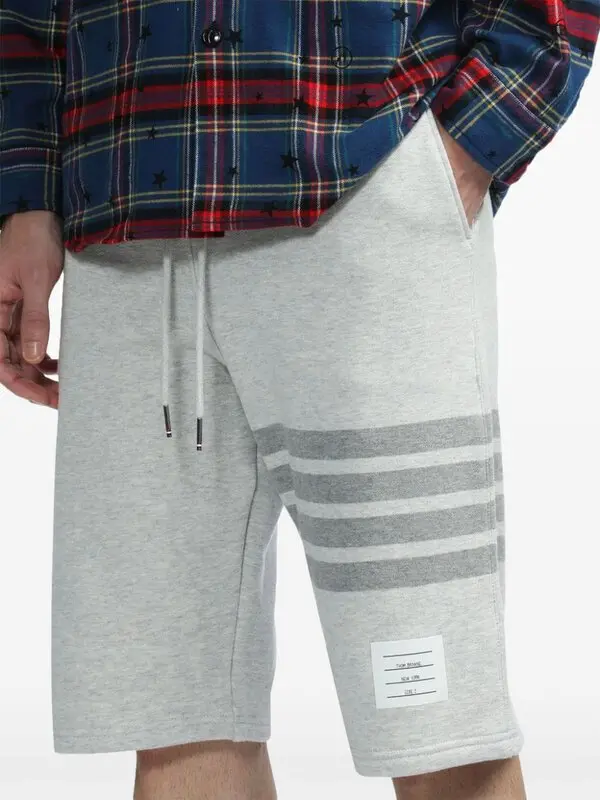 Thom Browne Loopback Sweatshorts With Signature 4-bar Stripe - Grey