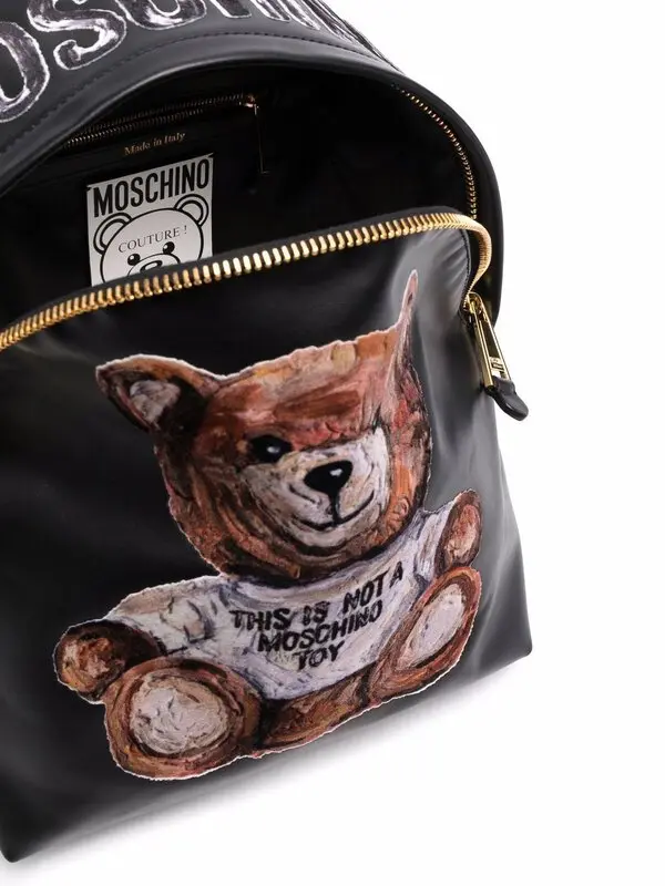 Moschino Teddy Bear Print Backpack In Black - 50% Off  display picture 1