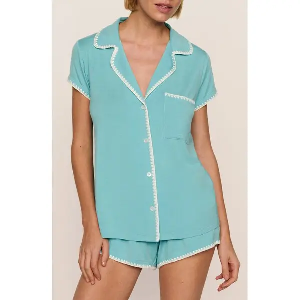 Eberjey Frida Short Pajamas - Blue Lagoon/ivory