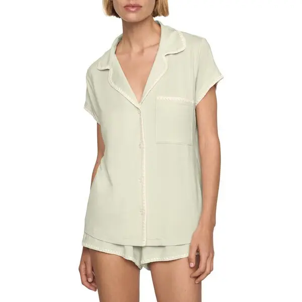 Eberjey Frida Short Pajamas - Mint Cream/ivory