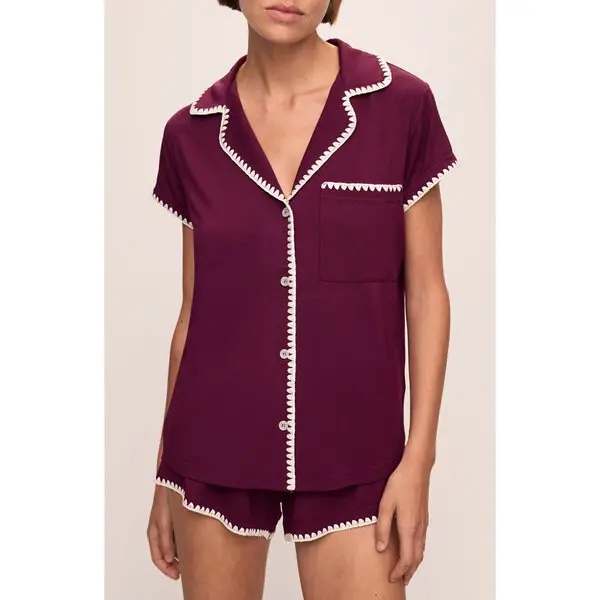 Eberjey Frida Short Pajamas - Plum/ivory