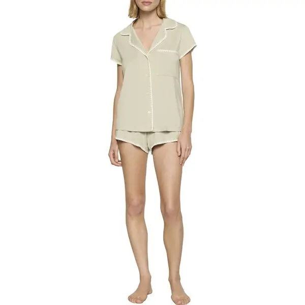 Eberjey Frida Short Pajama Set - Sandstone/ivory