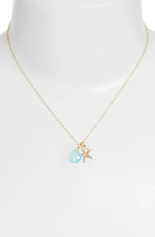 KI-ELE Sea Star Cluster Pendant Necklace With Pearl And Chalcedony