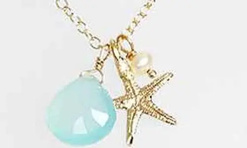 KI-ELE Sea Star Cluster Pendant Necklace With Pearl And Chalcedony