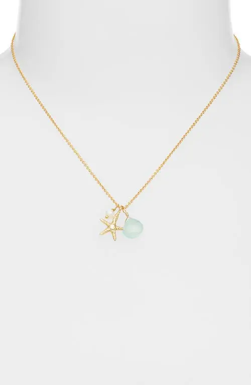 KI-ELE Sea Star Cluster Pendant Necklace With Pearl And Chalcedony