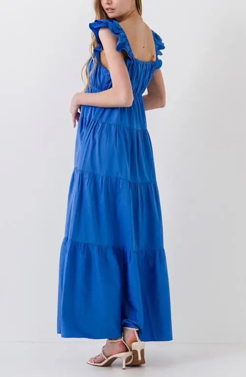 FREE THE ROSES Ruffle Sleeve Maxi Dress