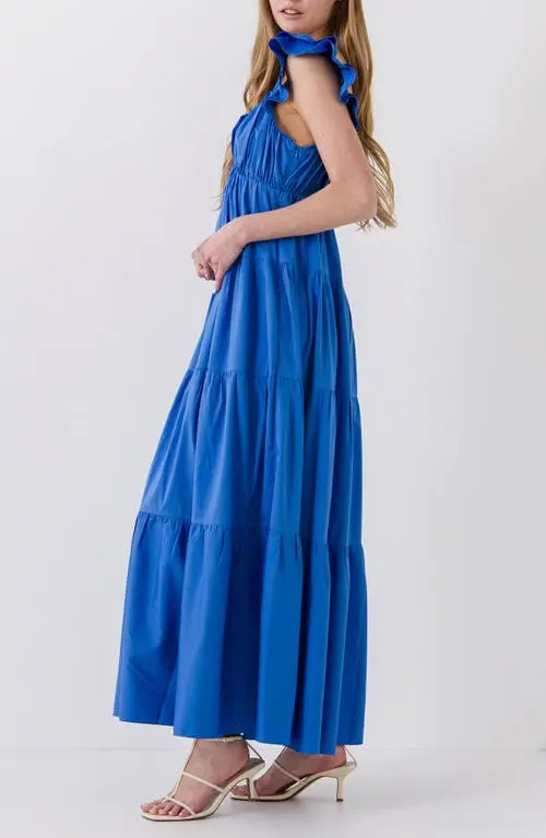 FREE THE ROSES Ruffle Sleeve Maxi Dress