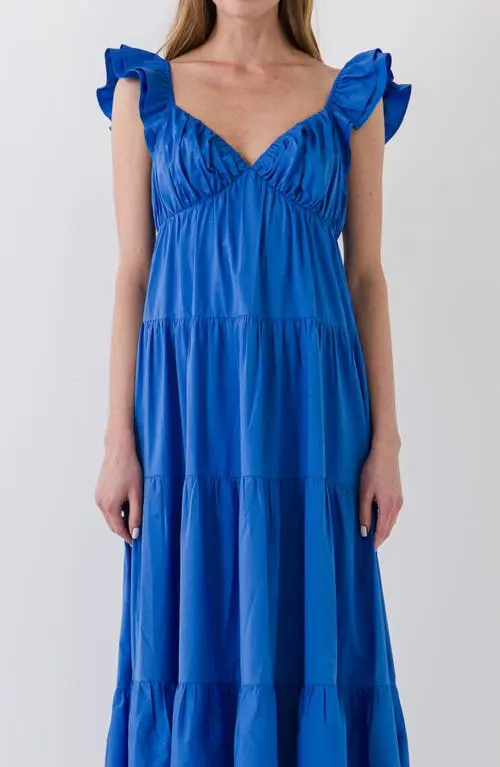 FREE THE ROSES Ruffle Sleeve Maxi Dress