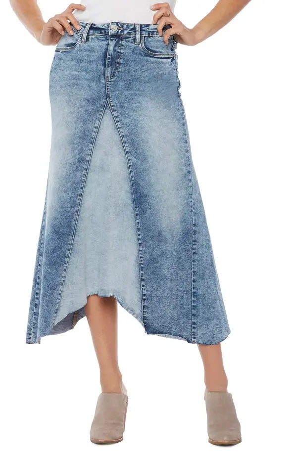 WASH LAB DENIM Pieced Midi Skirt