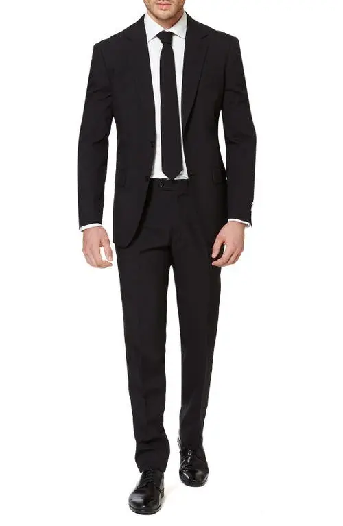 Opposuits Knight Slim Fit Two-piece Suit & Tie Set - Black