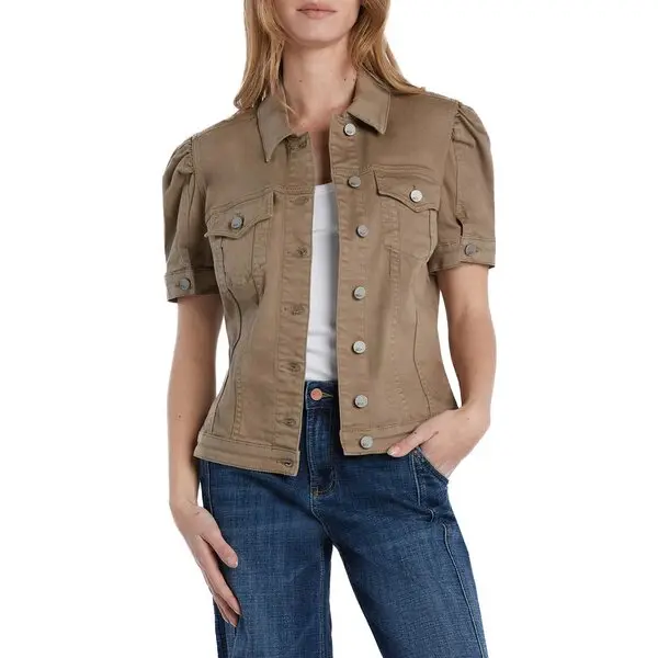 WASH LAB DENIM Puff Sleeve Jacket - Mushroom