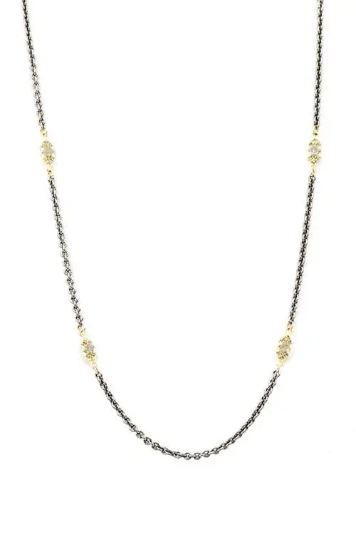 Armenta White Sapphire Station Necklace - Silver