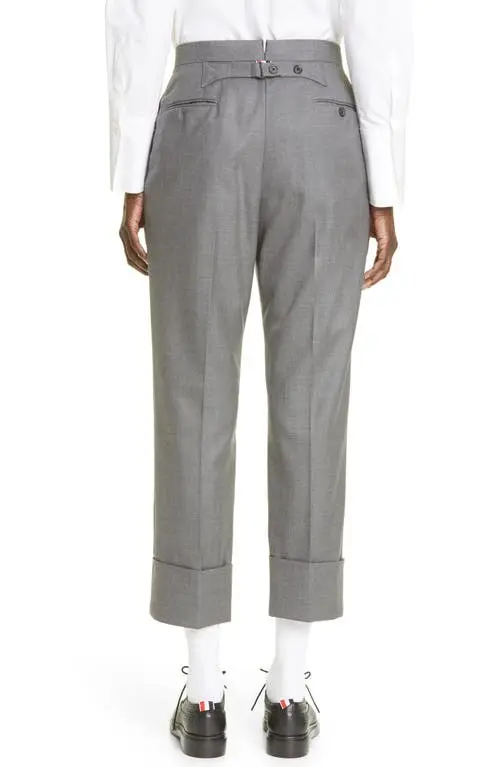 Thom Browne Back Strap Cropped Wool Trousers - Medium Grey