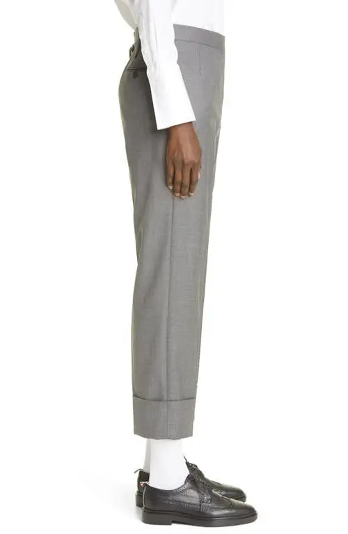 Thom Browne Back Strap Cropped Wool Trousers - Medium Grey