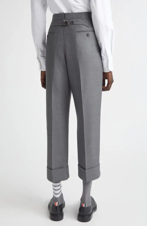 Thom Browne Back Strap Cropped Wool Trousers - Medium Grey