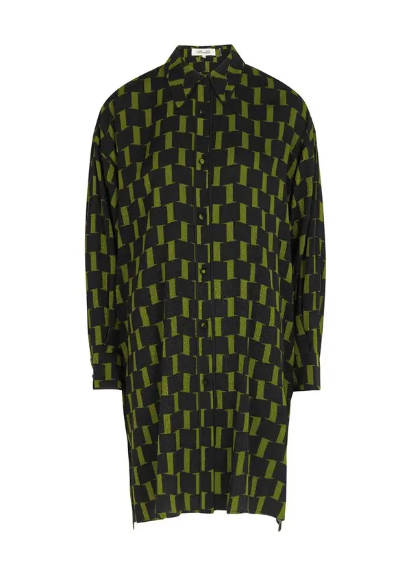 Diane Von Furstenberg Jorge Green Printed Crepe Dress