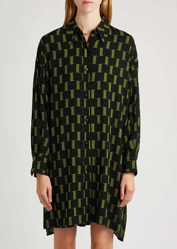 Diane Von Furstenberg Jorge Green Printed Crepe Dress