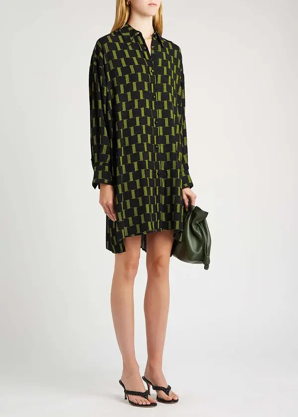 Diane Von Furstenberg Jorge Green Printed Crepe Dress