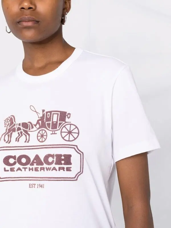 Coach Logo-Print Cotton T-Shirt In White - 8% Off | Editorialist