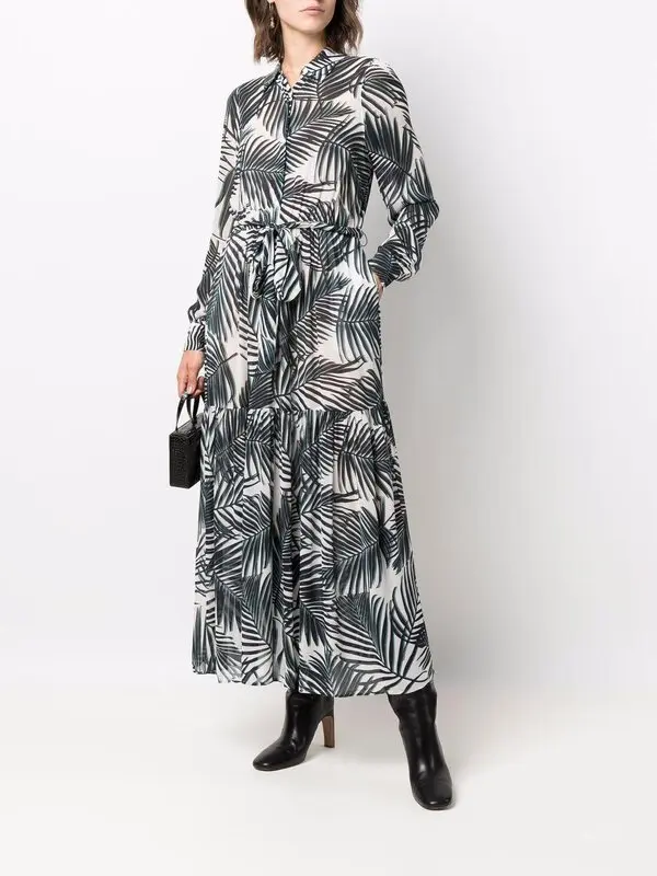 Boss Leaf-Print Shirt Dress In Green - 50% Off | Editorialist