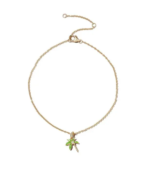 Yvonne Léon 9kt Yellow Diamond Palm Tree Charm Anklet - Gold