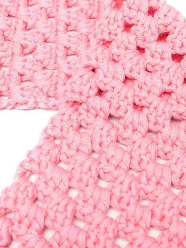 MIU MIU クロシェ編み マフラー ピンク Miu Miu Crochet-Knit Scarf - Pink | Editorialist