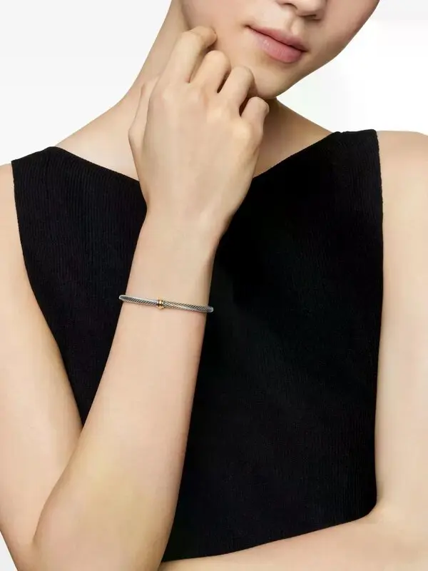 David Yurman 18kt Yellow Gold And Sterling Classic Cable Bracelet - Silver