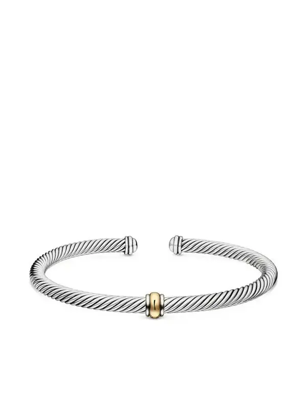 David Yurman 18kt Yellow Gold And Sterling Classic Cable Bracelet - Silver