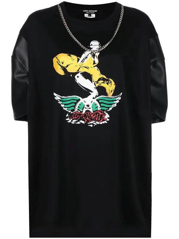 Junya Watanabe Graphic-print Contrast-sleeve T-shirt