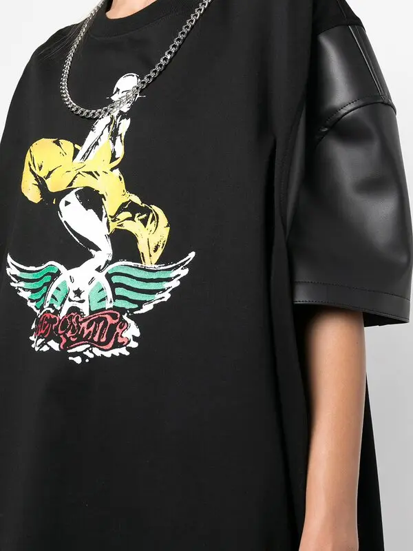 Junya Watanabe Graphic-print Contrast-sleeve T-shirt